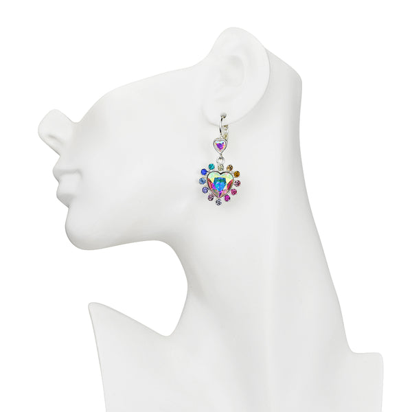 Rainbow Bridge Forever Loved Heart Earrings (Sterling Silvertone ...
