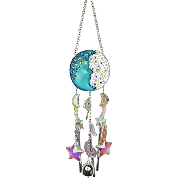 Venus Mystic Moon Shadow Dreamcatcher Wind Chime (Silvertone/Blue Sphi ...