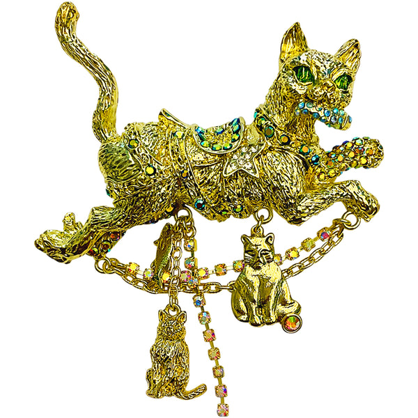"One Of A Kind" Kitty Cat Carousel Pin (Goldtone) – Kirks Folly