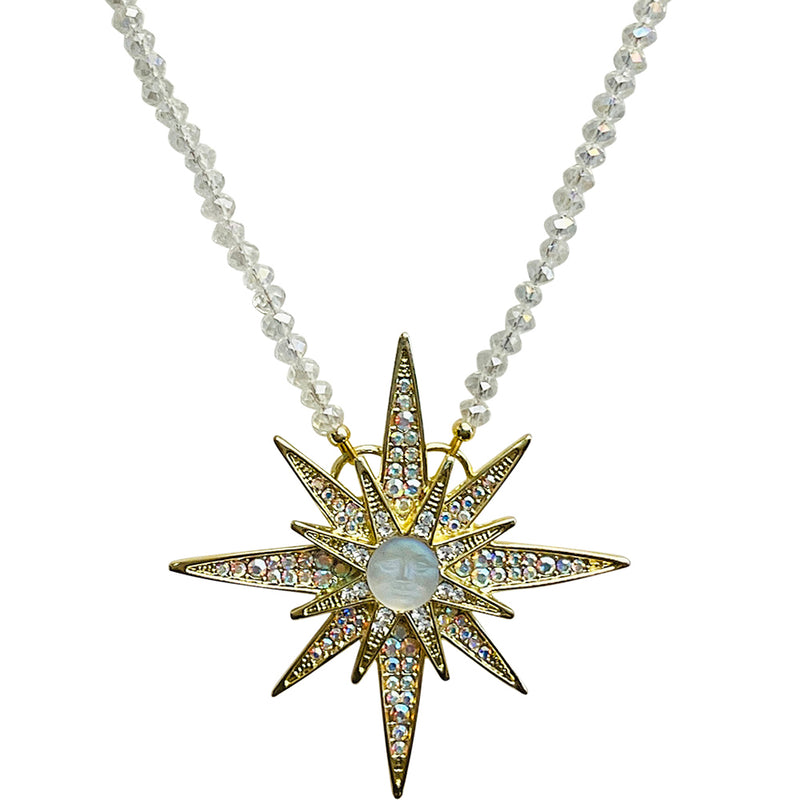 "One Of A Kind" Glass Seaview Moon Super Star Beaded Slide Necklace (G – Kirks Folly