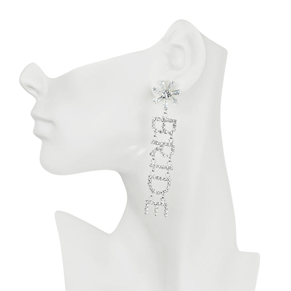 Crystal CZ Glam Bride Pierced Earrings (Sterling Silvertone) – Kirks Folly