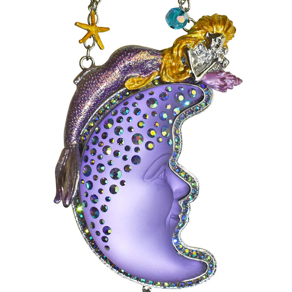 Mermaid Magic Goddess Moon Shadow Ornament (Silvertone/Twilight Purple ...