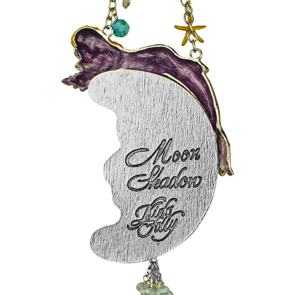 Mermaid Magic Goddess Moon Shadow Ornament (Silvertone/Twilight Purple ...